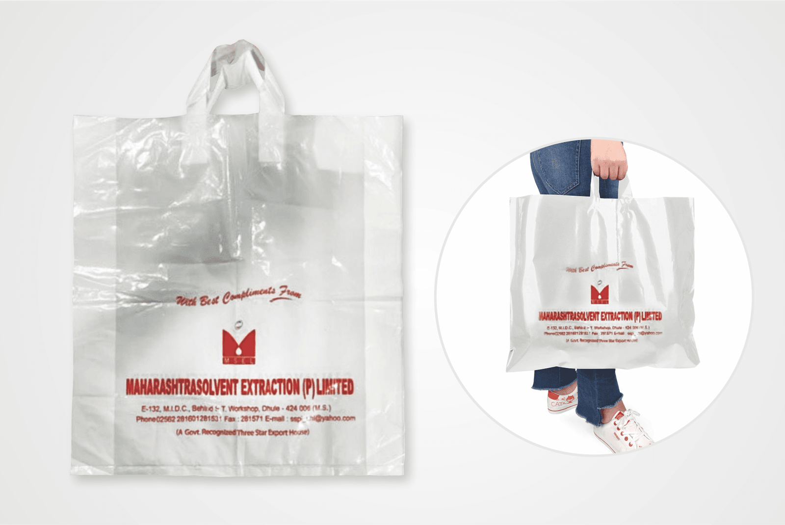 LDPE Milky White Loop Handle Bags - Arya Poly Chem Pvt. Ltd.